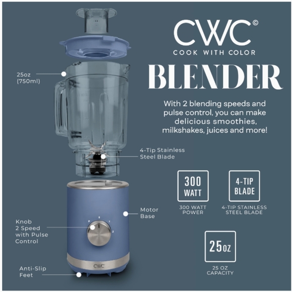 Cook with Color | Kitchen | Cwc Cook With Color 30 Watt Blue Blender ...